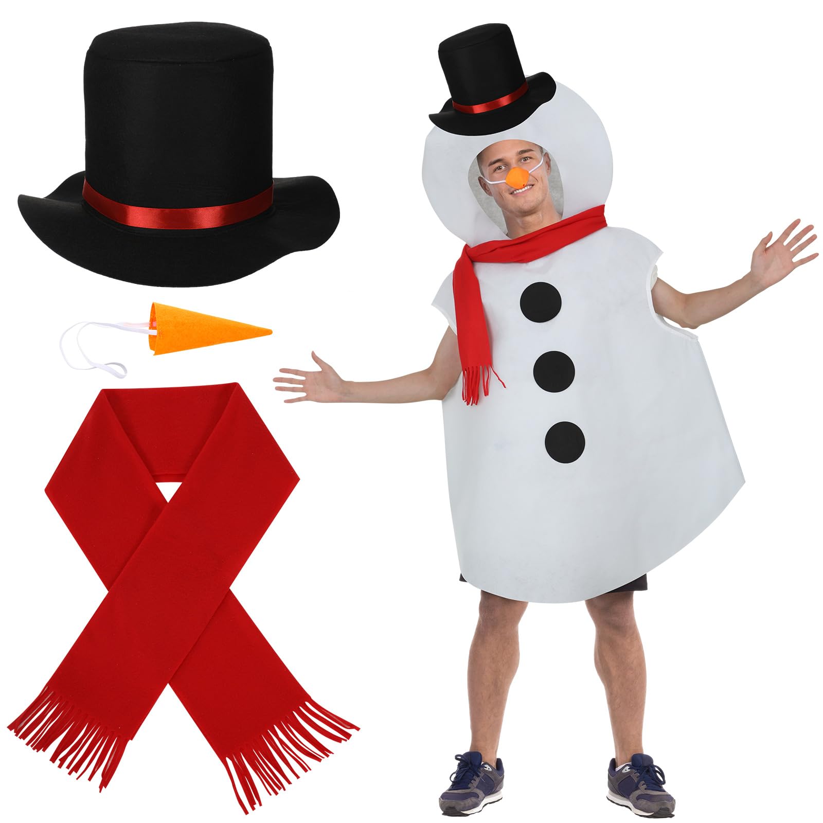 Amazon.com: Haull 4 Pcs Winter Snowman Costume for Adults Snowman Dress ...