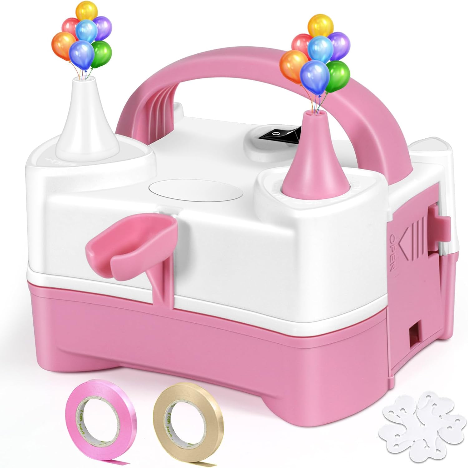 Electric Balloon Pump, Dual-Nozzle Portable Inflator Kit for Birthday ...