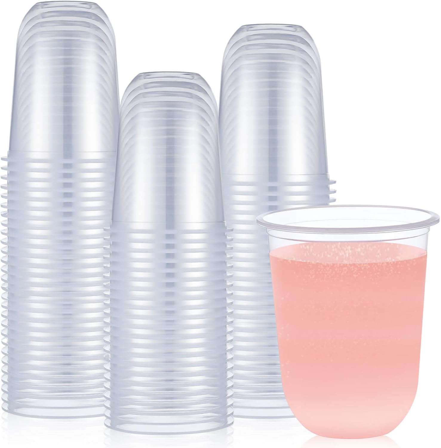 Amazon.com: Ziliny 100 Pcs Plastic Stemless Wine Glasses Disposable ...