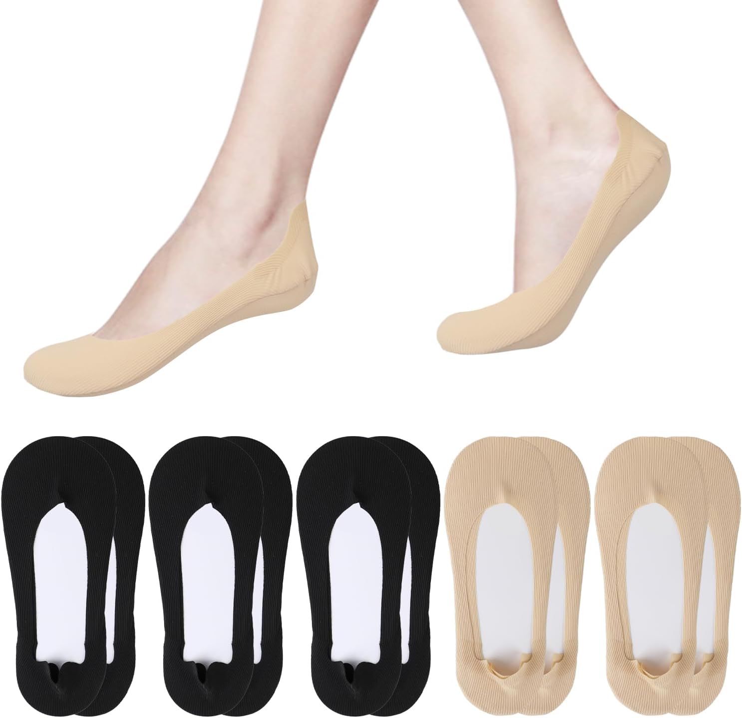 5 Pairs No Show Socks Women 5-8 Low Cut Liner Ankle Boat Socks Non Slip Invisible Boat Socks ...
