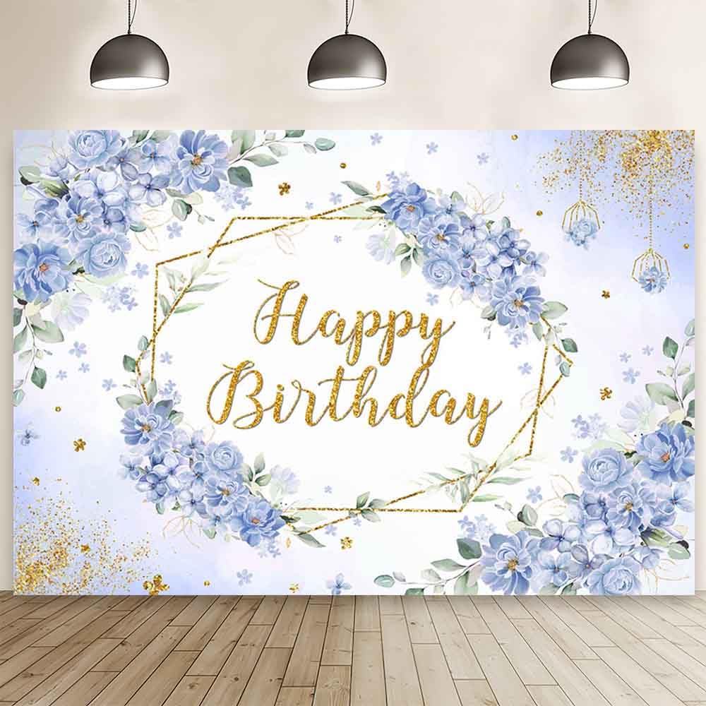 Amazon.com : MEHOFOND 7x5ft Blue Floral Birthday Backdrop Girl Pastel ...
