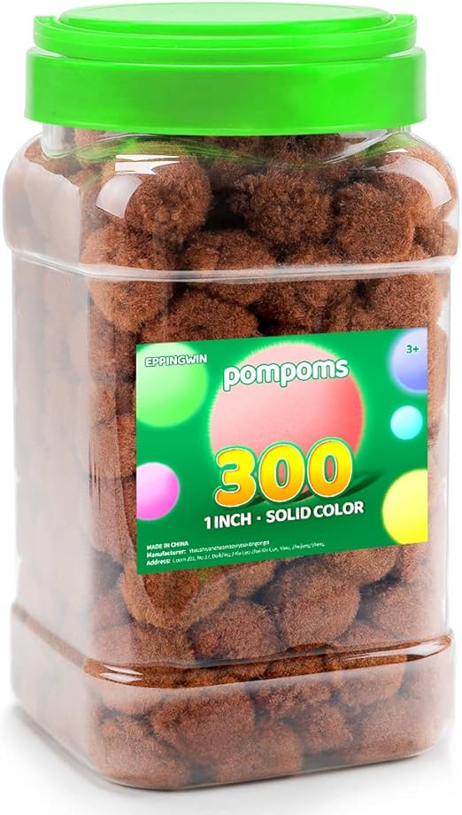 Amazon.com: Eppingwin 300pcs 1 Inch Brown Pom Poms, Soft Pompoms for ...