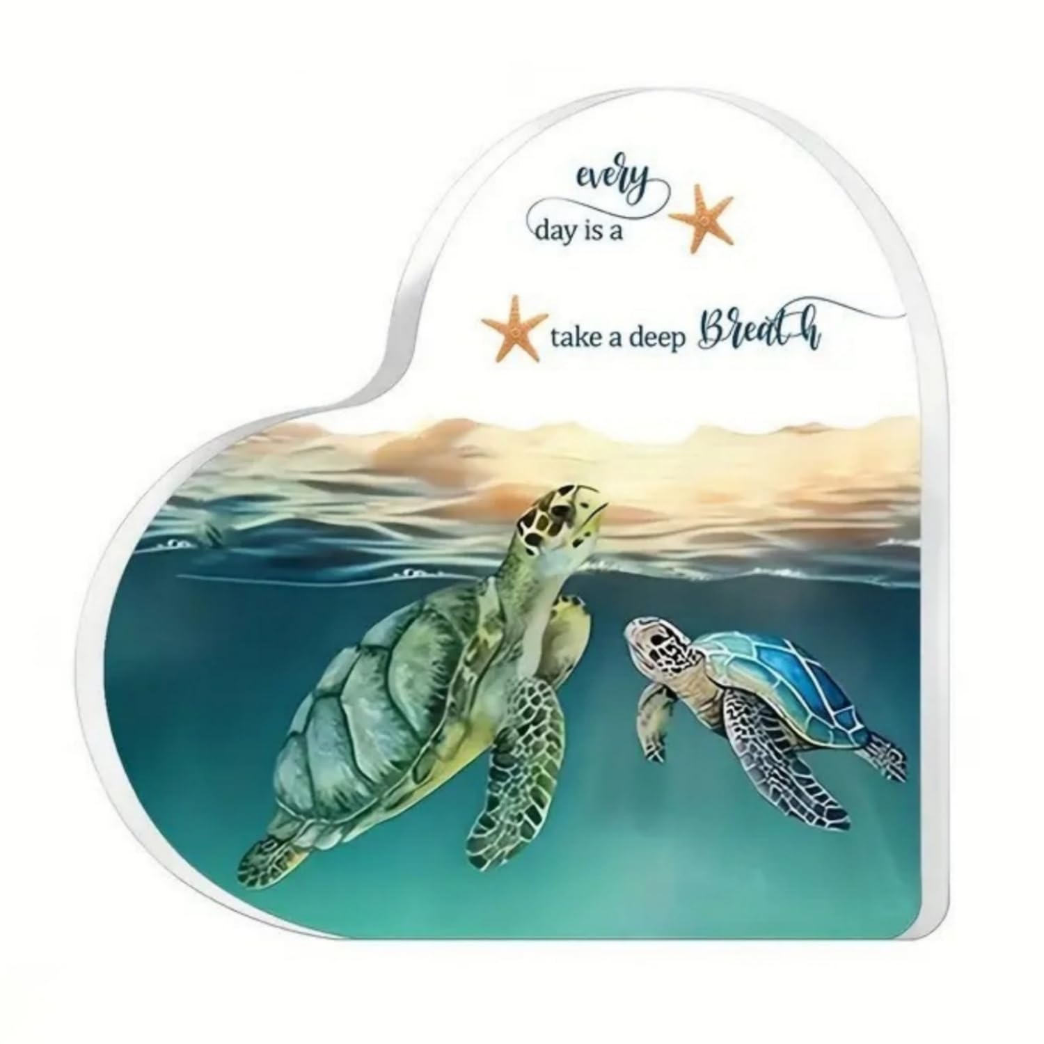 Amazon.com: LECMACY Acrylic Heart-shaped Turtle Acrylic Decorative ...