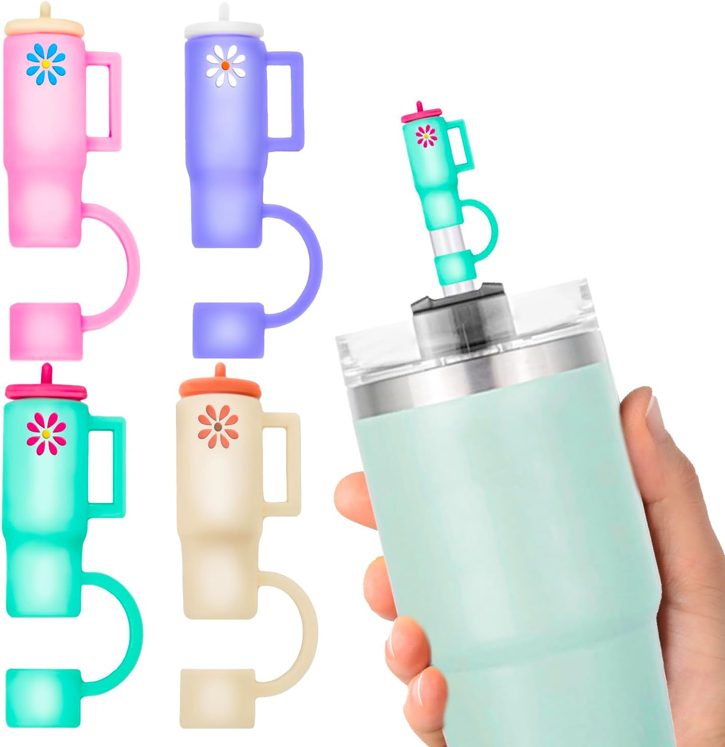 Amazon.com: Straw Cover Cap for Stanley Cup 30&40 Oz, 4Pcs Tumbler ...