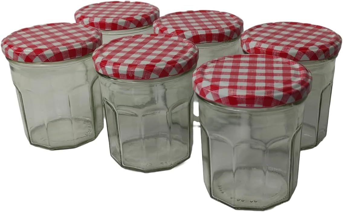 Amazon.com: COS 6 X Glass Pot Menage Jar 324ml | Jam Jars | Set of 12 ...