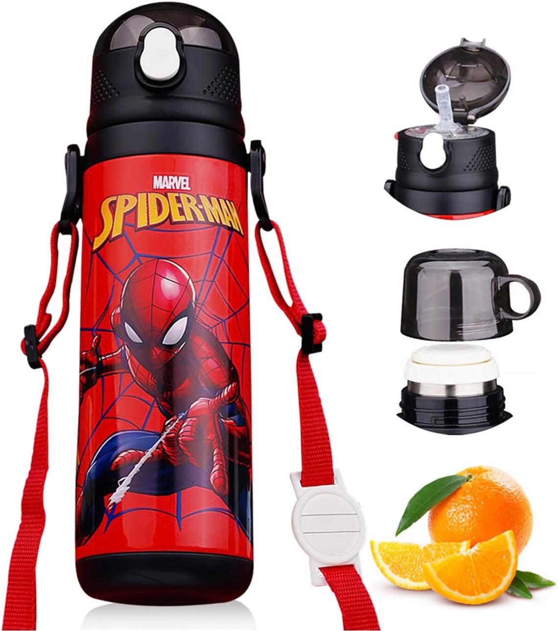 Amazon | スパイダーマン キャプテン・アメリカ ミッキー 水筒 子供 贈り物 真空断熱 480ml ストローボトル 316ステンレス 2way 通勤 通学 誕生日 子ども かわいい ...