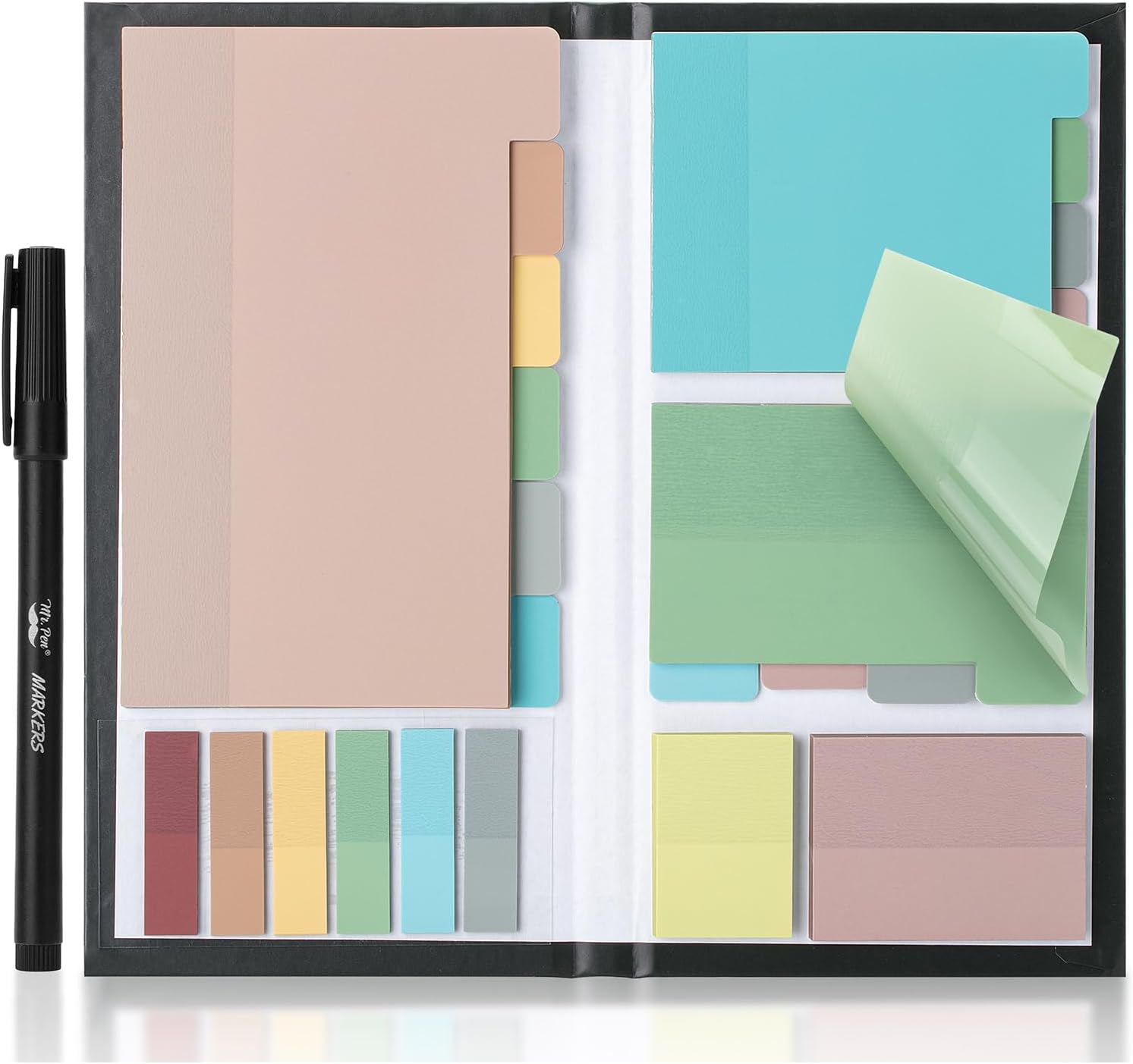 Mr. Pen- Transparent Sticky Note Set, 410 Pack, Vintage Colors, Divider ...