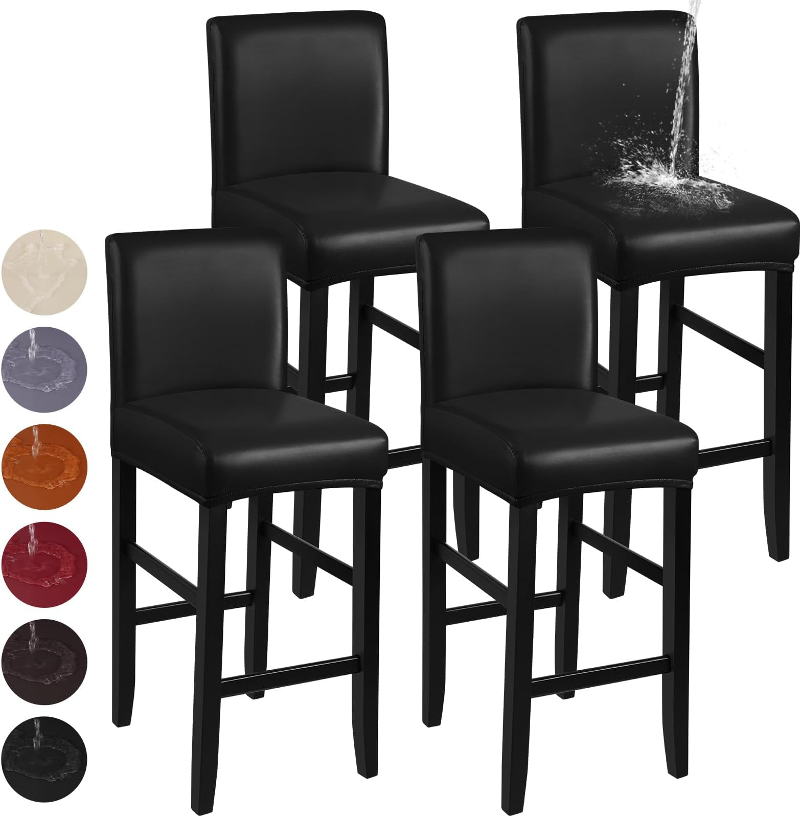Amazon.com: OMISTAR 4 Pcs Bar Stool Covers, Waterproof Stretch PU ...