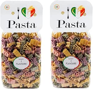 Christmas Shaped Pasta 5 Flavours (2x500g), coloured pasta, durum wheat ...