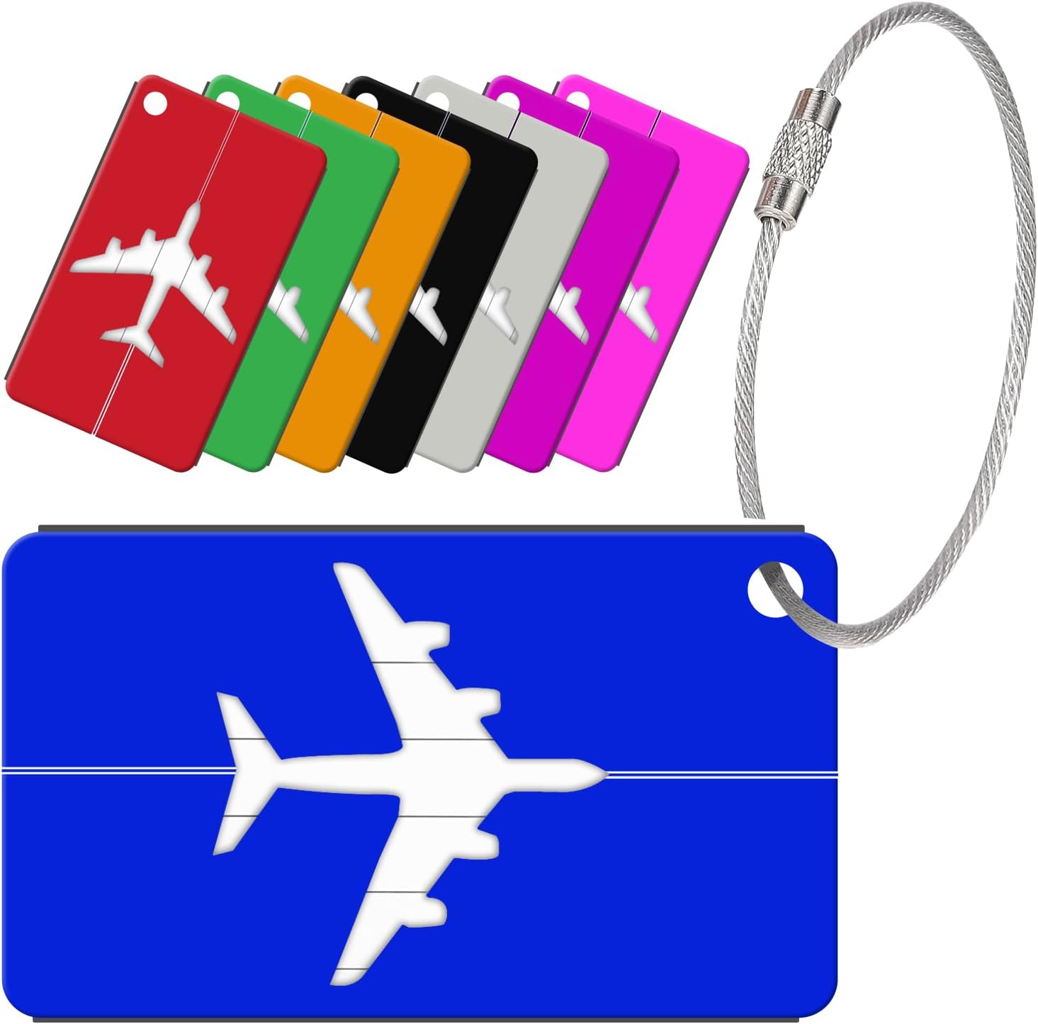 YUNYU 8 Pcs Luggage Tags,Aluminium Suitcase Tags with Steel Loop and ...