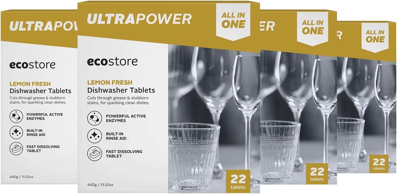 4x Multi Pack Ecostore Ultra Power ALL-IN-ONE Dishwasher Tablets 440g ...