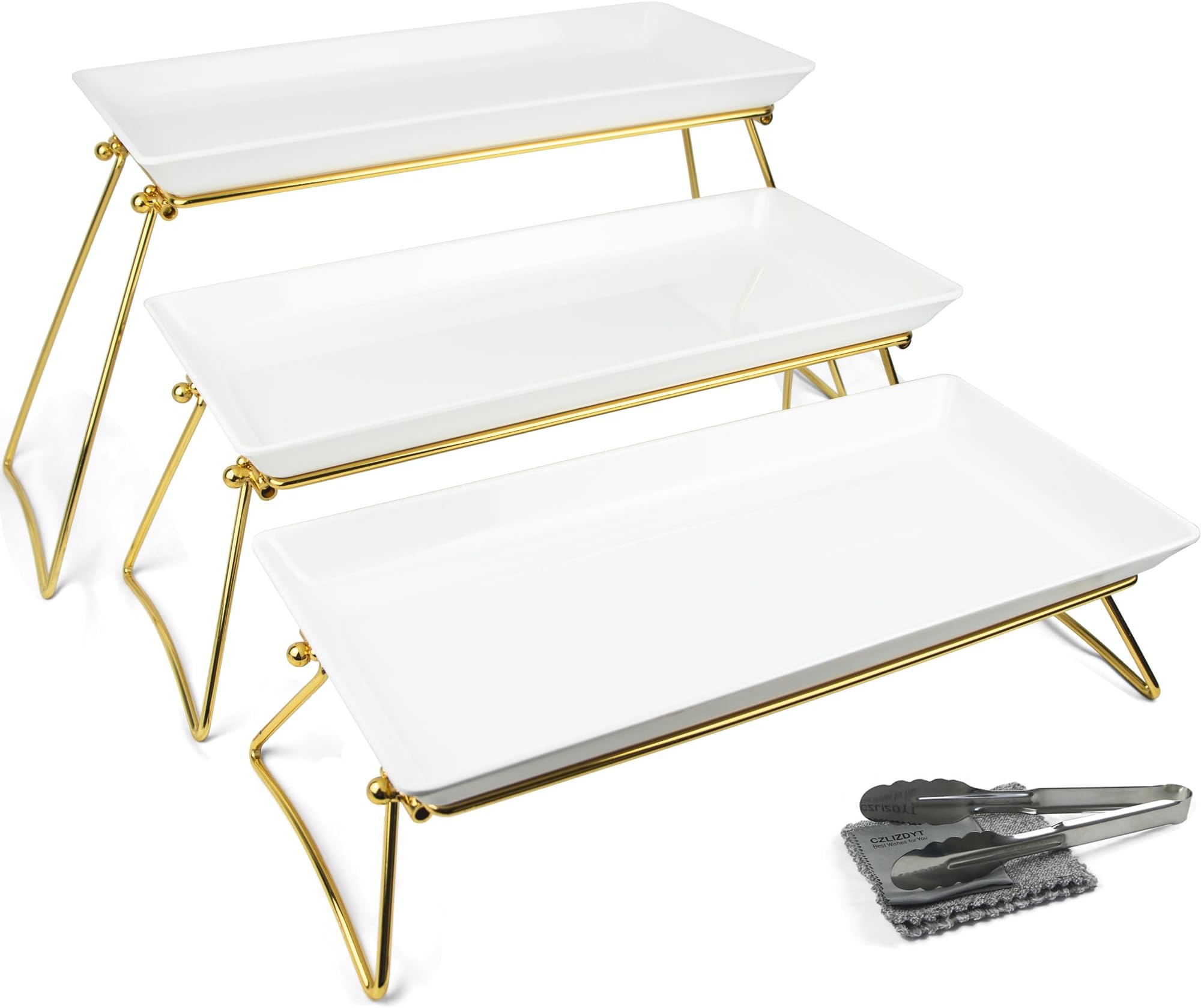 Amazon.com: Czlizdyt Extra Large 3 Tier Serving Tray Set, 24x22x9.7 ...