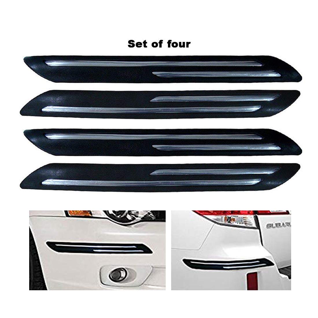 GrowAbout Rubber Car Bumper Protector Guard with Double Chrome Strip ...