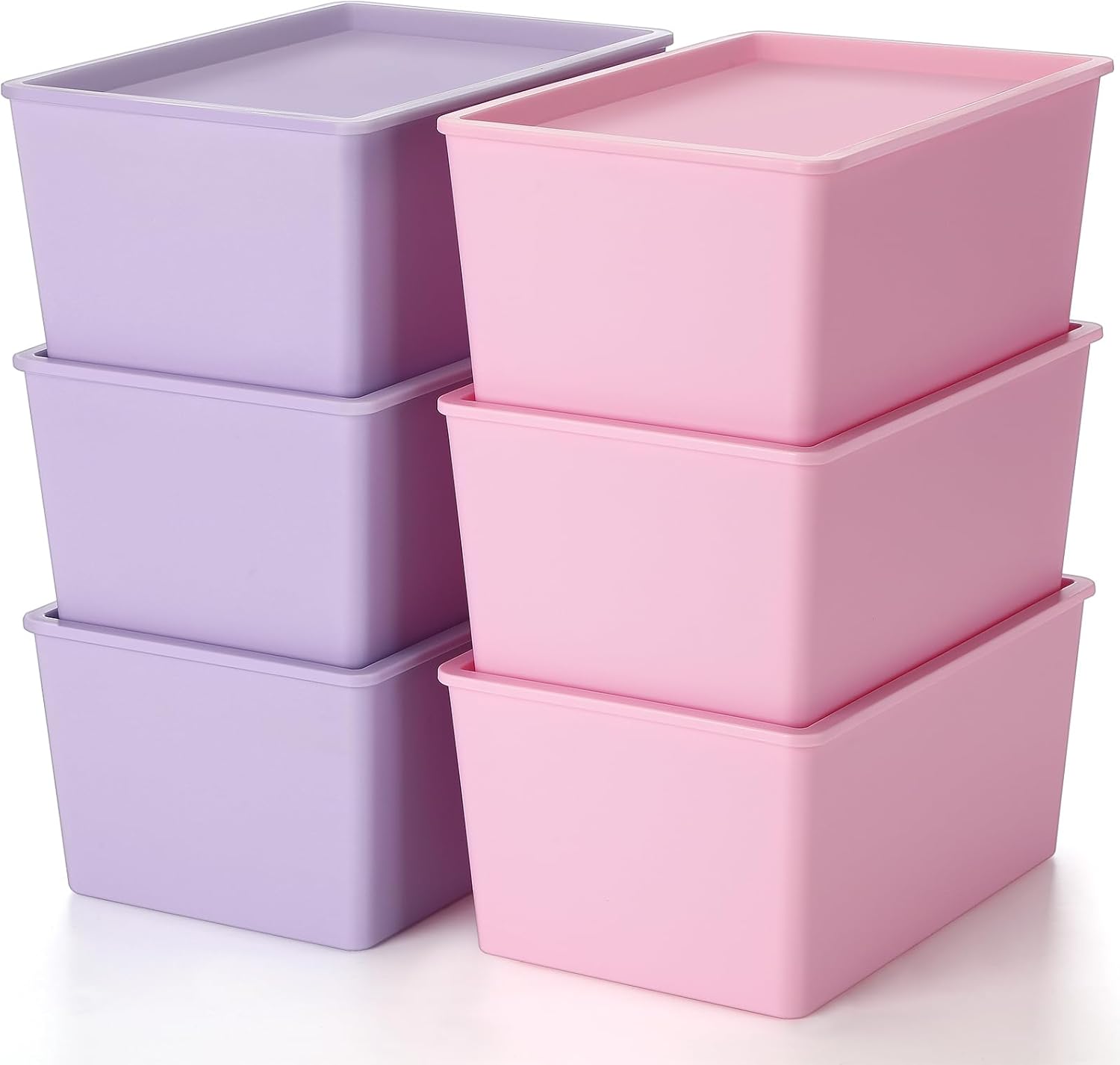 Amazon.com - Menkxi 6 Pcs Storage Bins with Lids Small Plastic Storage ...