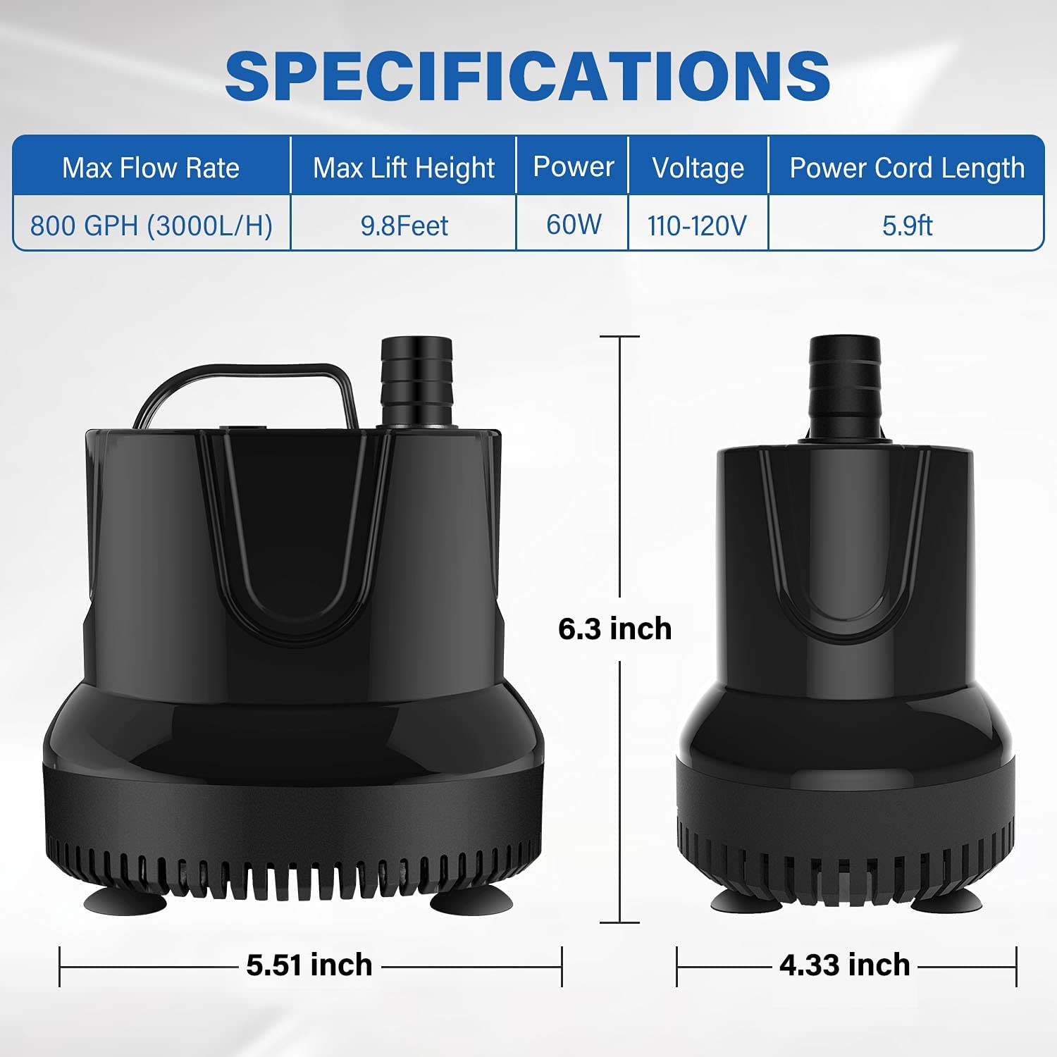 Snapklik.com : Simple Deluxe 800GPH Bottom Suction Submersible Water ...