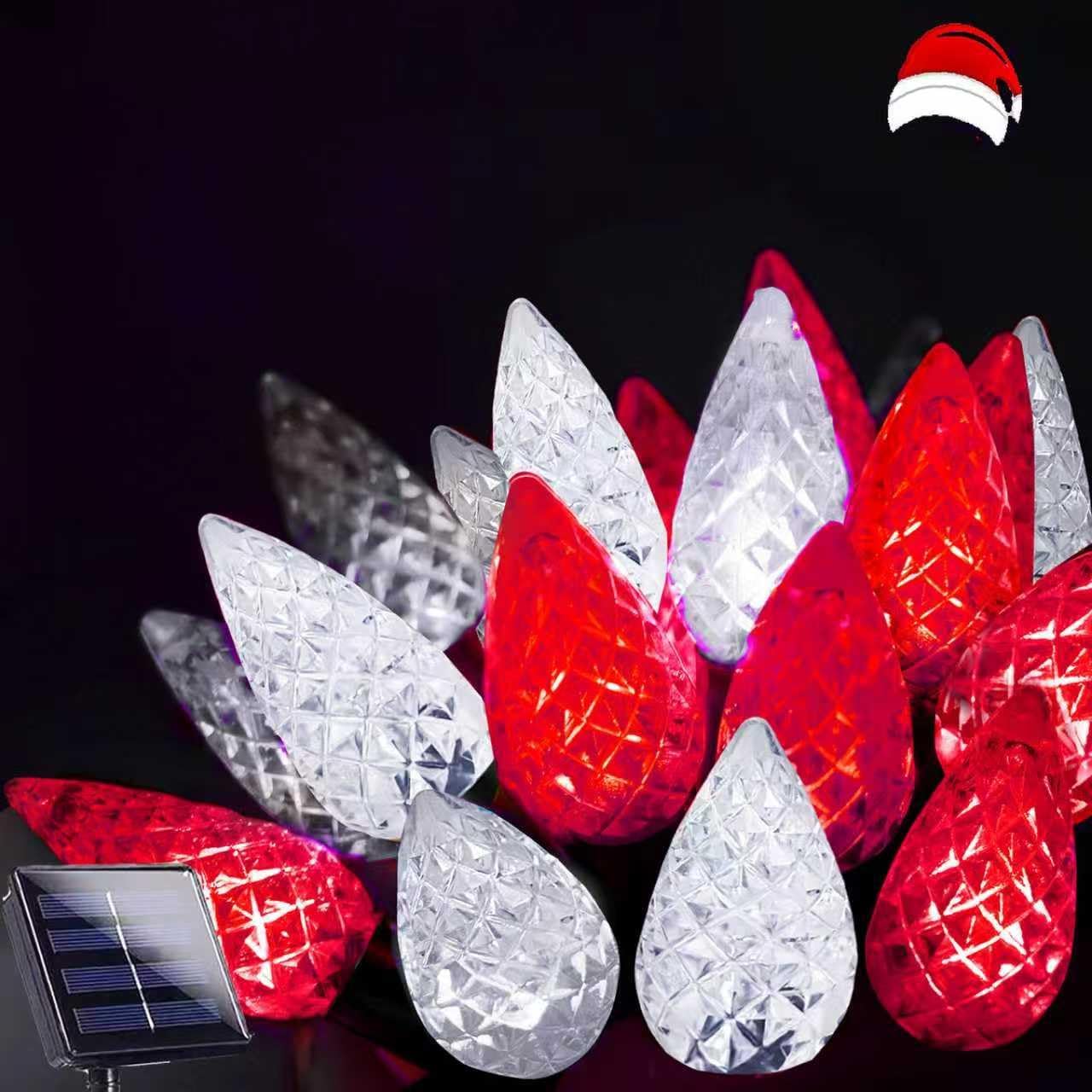 C6 Solar Christmas Lights Outdoor, 50 LED 16FT Christmas Decorations ...