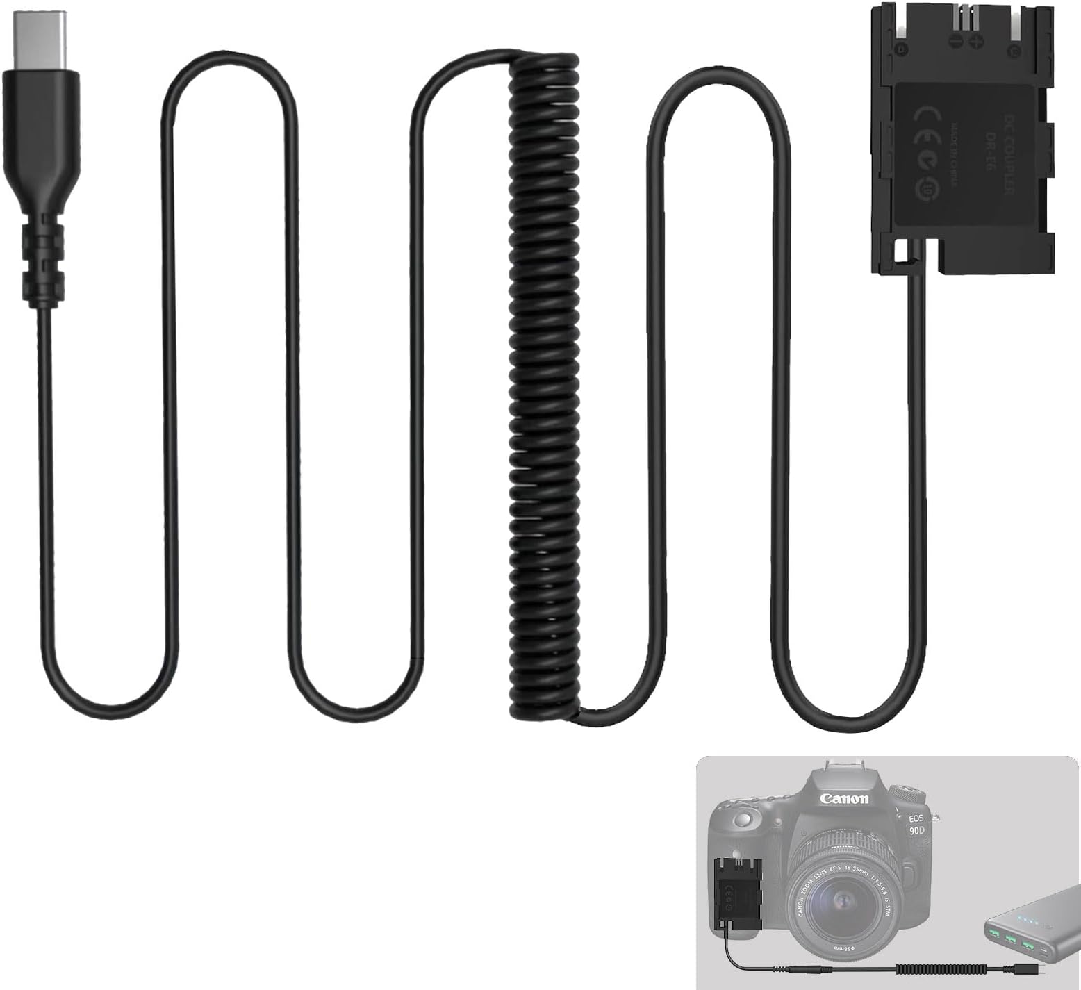 Amazon.com: F1TP DR-E6 DC Coupler LP-E6 Dummy Battery USB-C Kit Replace ...