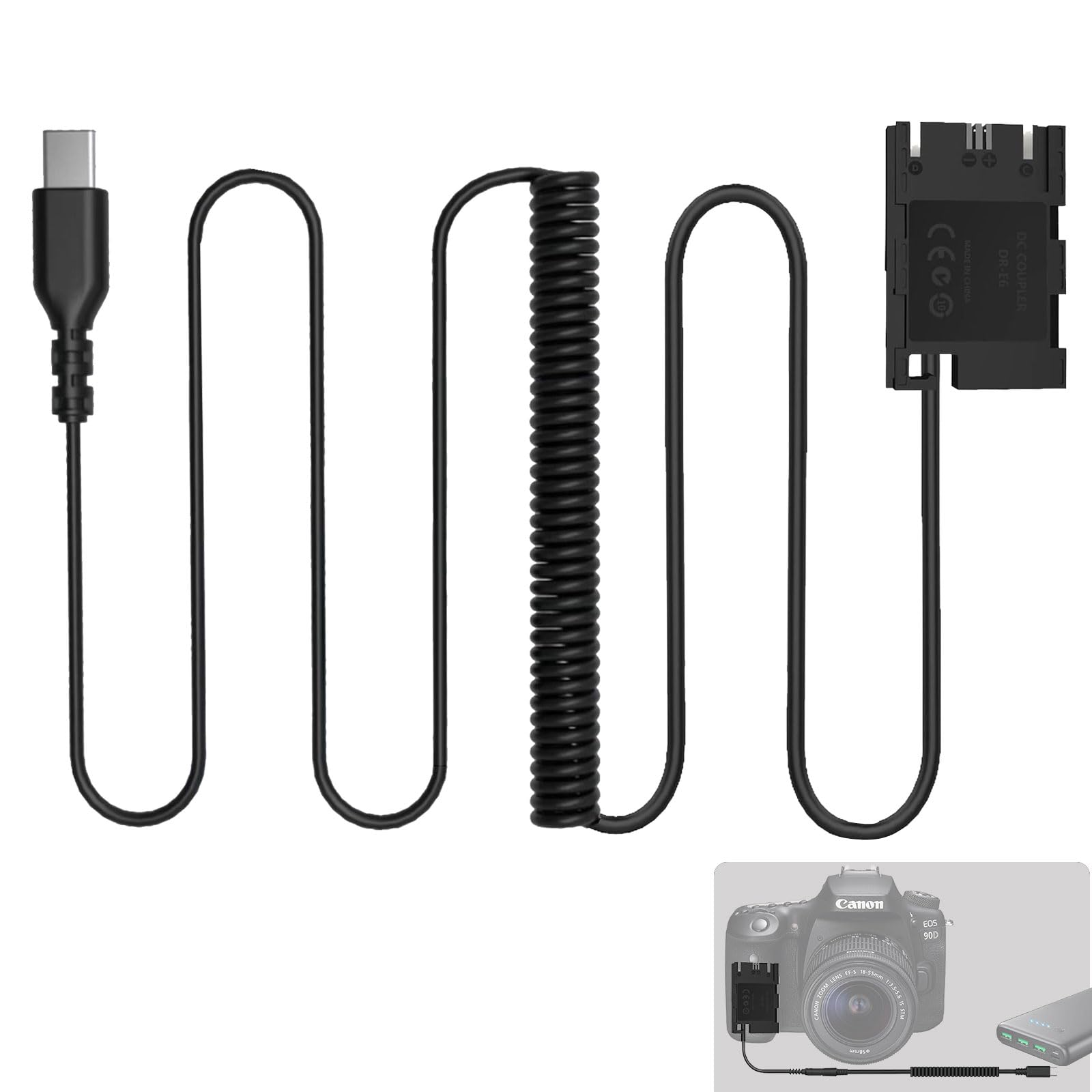 Amazon.com: F1TP DR-E6 DC Coupler LP-E6 Dummy Battery USB-C Kit Replace ...