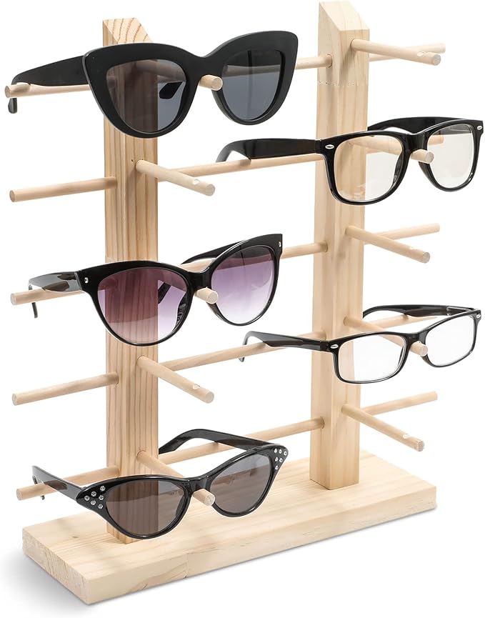 Amazon.com: Juvale 10 Pair Sunglasses Display Stand, Wooden Eyewear ...