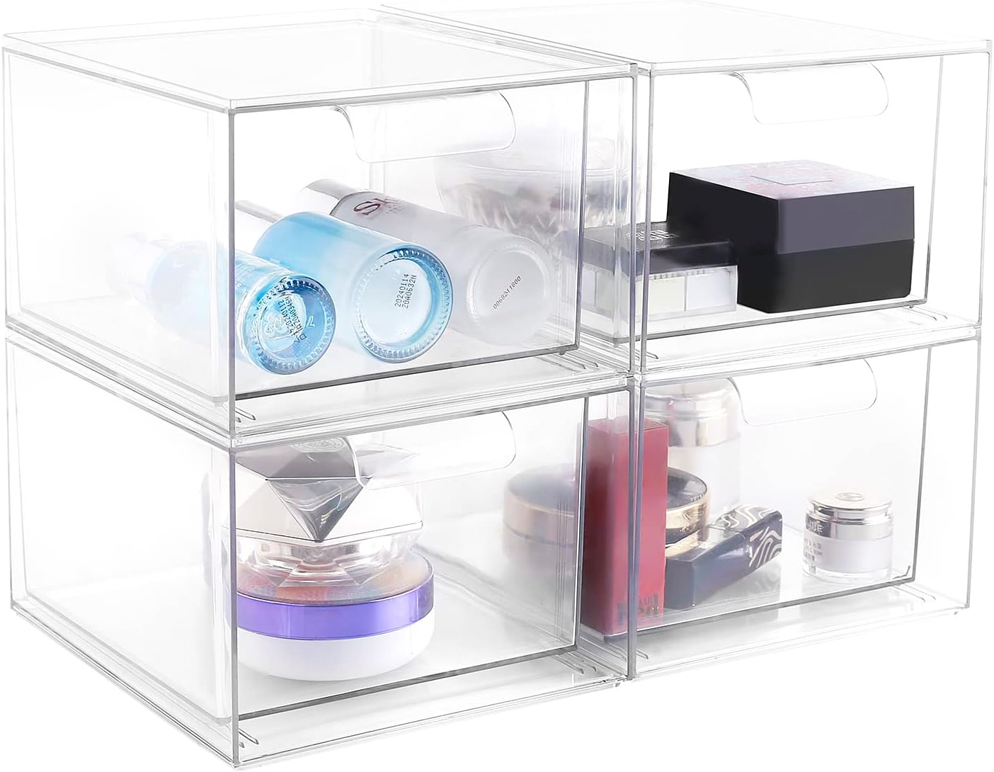 Clear Drawer Organizers - Acrylic, Durable, Stackable, Pull-Out Drawer ...
