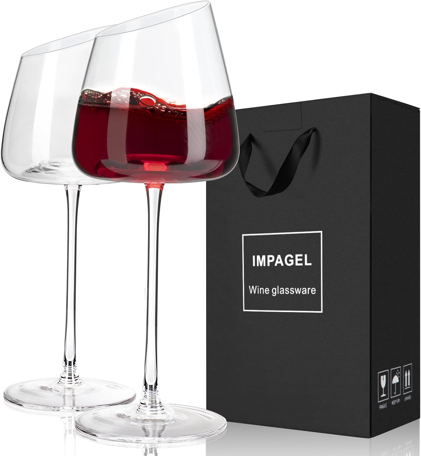 Amazon.com | Modern Slanted Red Wine Glasses Set of 2,No-lead Hand ...