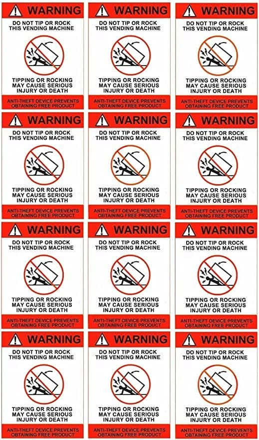 Amazon.com: Vending Machine do not tip Warning Labels, Quantity 12 ...