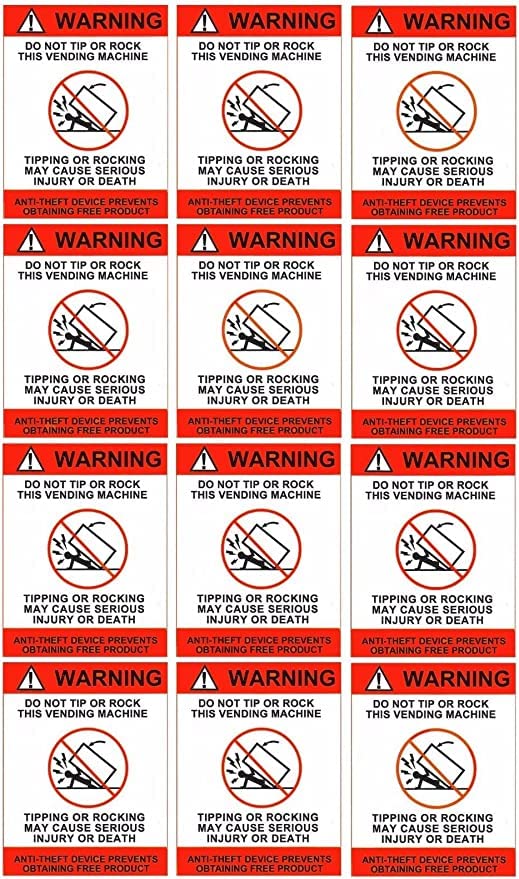 Amazon.com: Vending Machine do not tip Warning Labels, Quantity 12 ...