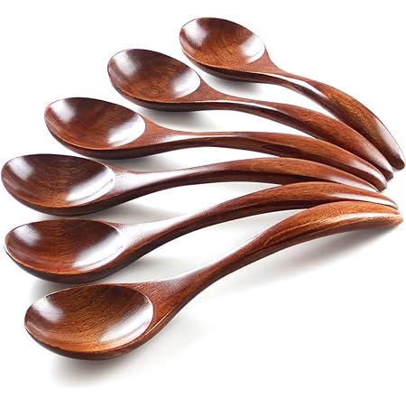 Amazon.com: Korean Wooden Spoon, IQCWOOD 6-Piece Wooden Spoons, 7 inch ...