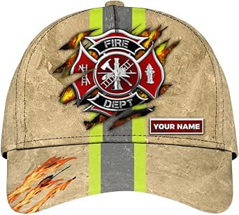 Personalized Firefighter 3D Cap, Custom Name Fireman Hats, Firemen ...