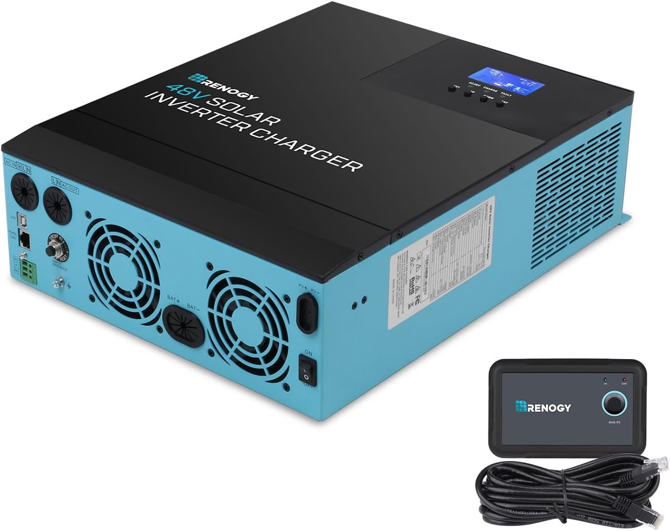 Renogy 48V 3500W Pure Sine Wave Inverter, All-in-One with MPPT Charge ...