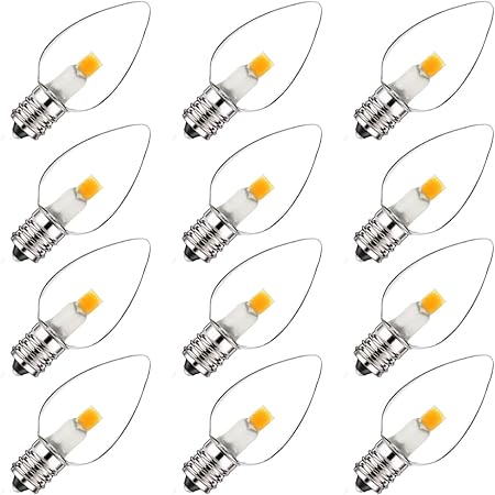 Jslinter 12-Pack C7 LED Night Light Bulb, Candelabra Light Bulbs E12 ...