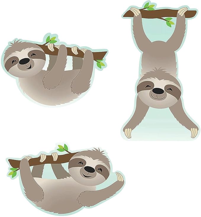 Amazon.com: Sloth Bulletin Board Cutouts - 48 Pieces - Classroom Decor ...