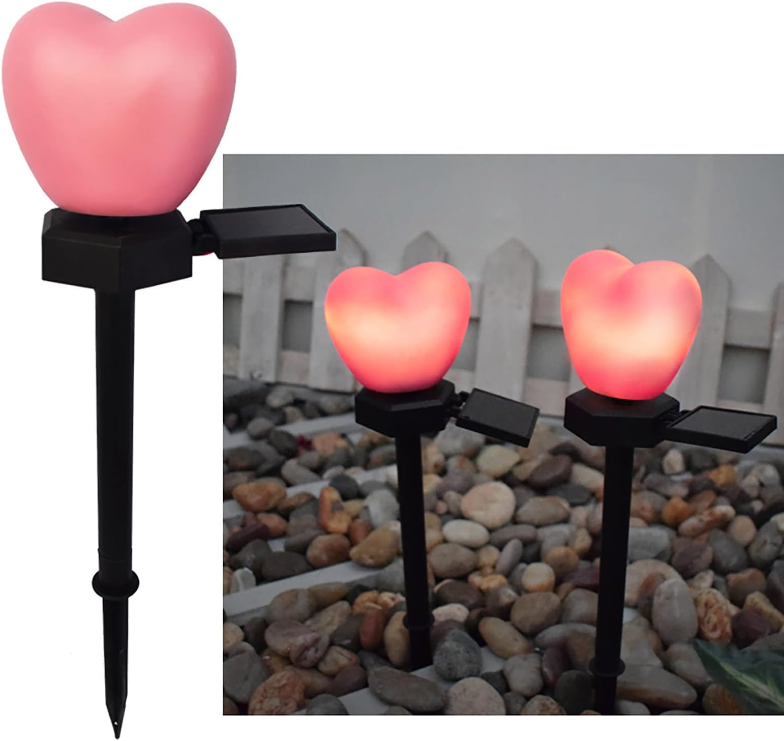 Tujoe 12 Pack Valentine's Day Solar Lights, Heart Waterproof Solar ...