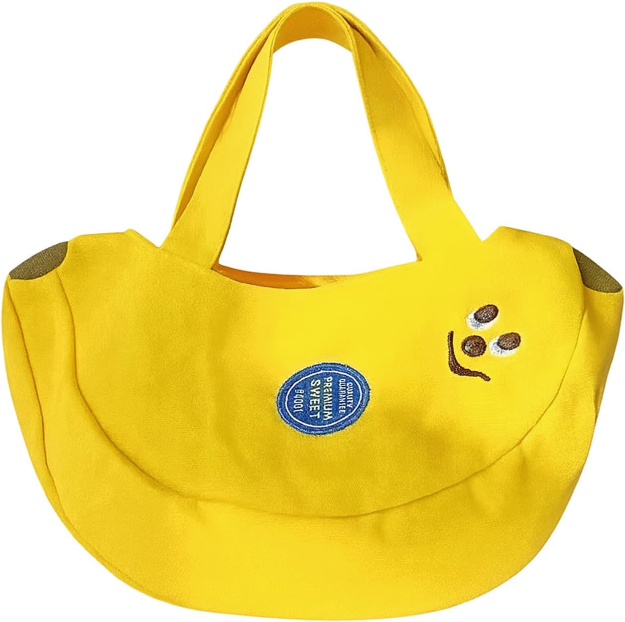 Tarvione Banana Purse Canvas Banana Shaped Handbag Embroidered Smiley ...