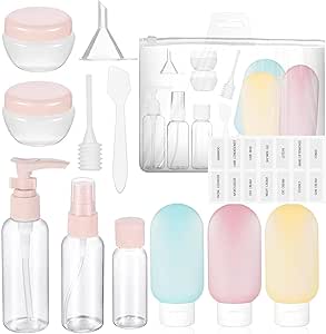 13 piezas Juego de botellas de viaje, Botellas de viaje a prueba de fugas para artículos de aseo ...