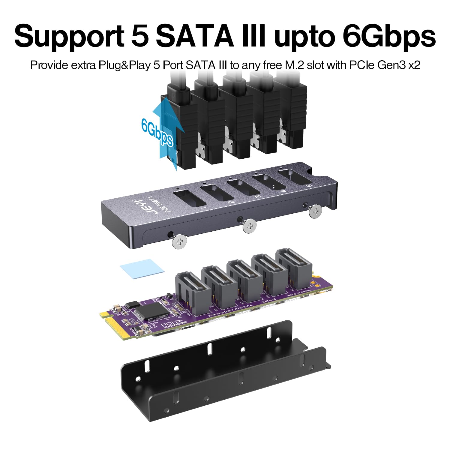 Snapklik.com : NVMe M.2 To 5 Sata Adapter, Internal 5 Port Non-RAID ...