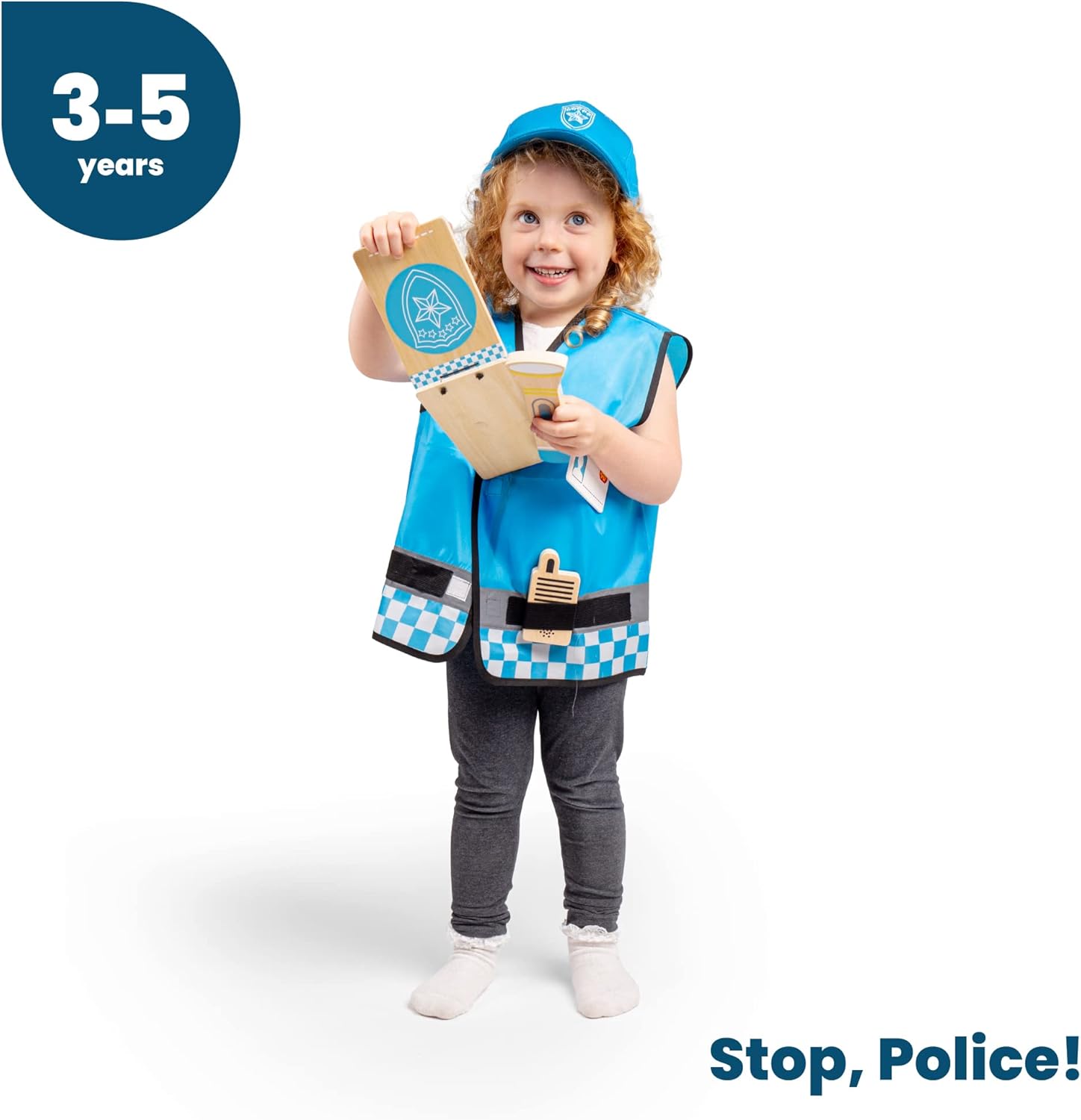 Bigjigs Toys Kids Police Costume – 7pc Police Dress Up, Kids Police Set ...