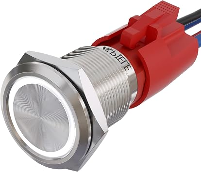 APIELE 10 Amp 19mm Momentary Push Button Switch 12V SPST LED Waterproof ...