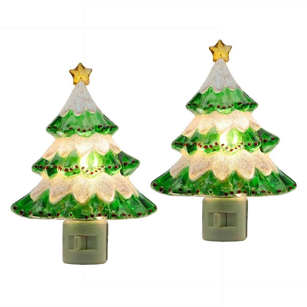 2 Pack 6" Decorative Christmas Wreath Night Light with ON/Off Switch ...