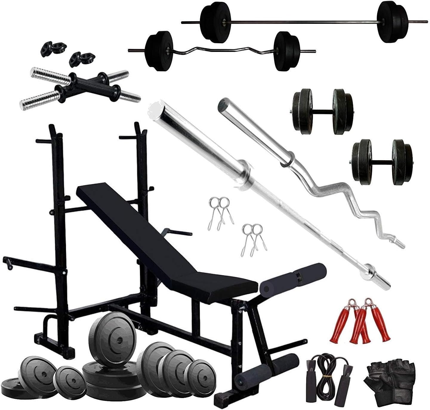 Body Maxx Gym Set Combo 50Kg 8 In 1 Multipurpose Bench home gym workout ...
