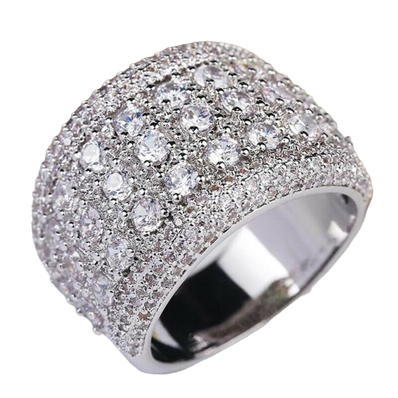 Amazon.com: icedout 1 Ct Round Cut Diamond Pave Set Half Eternity Dome ...
