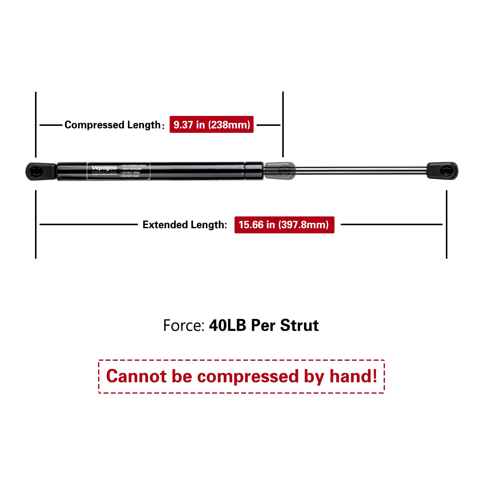 Snapklik.com : Vepagoo C16-19568 16" 40Lbs/178N Gas Shocks Struts For ...