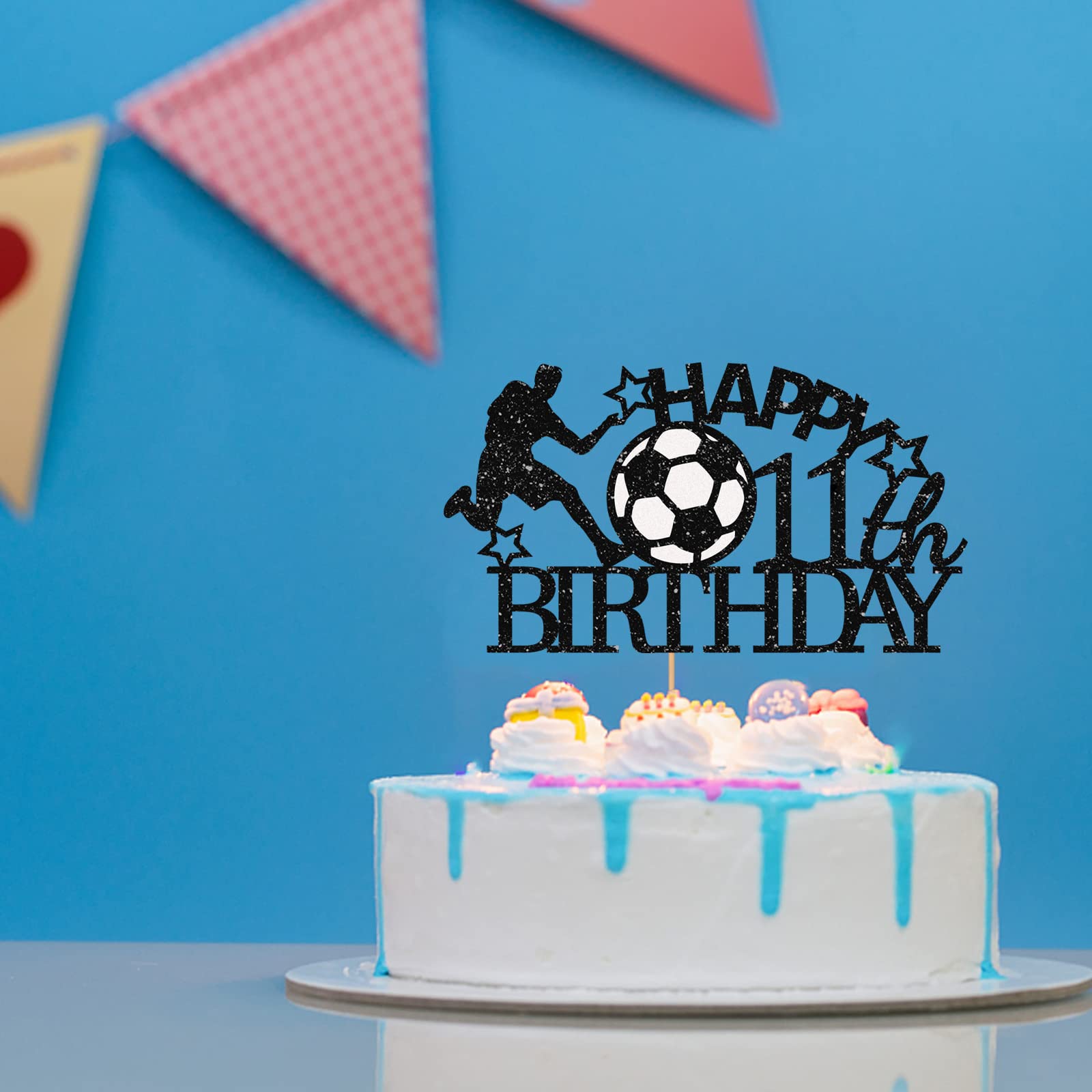 Snapklik.com : Black Soccer Happy 11th Birthday Cake Topper, Sport ...