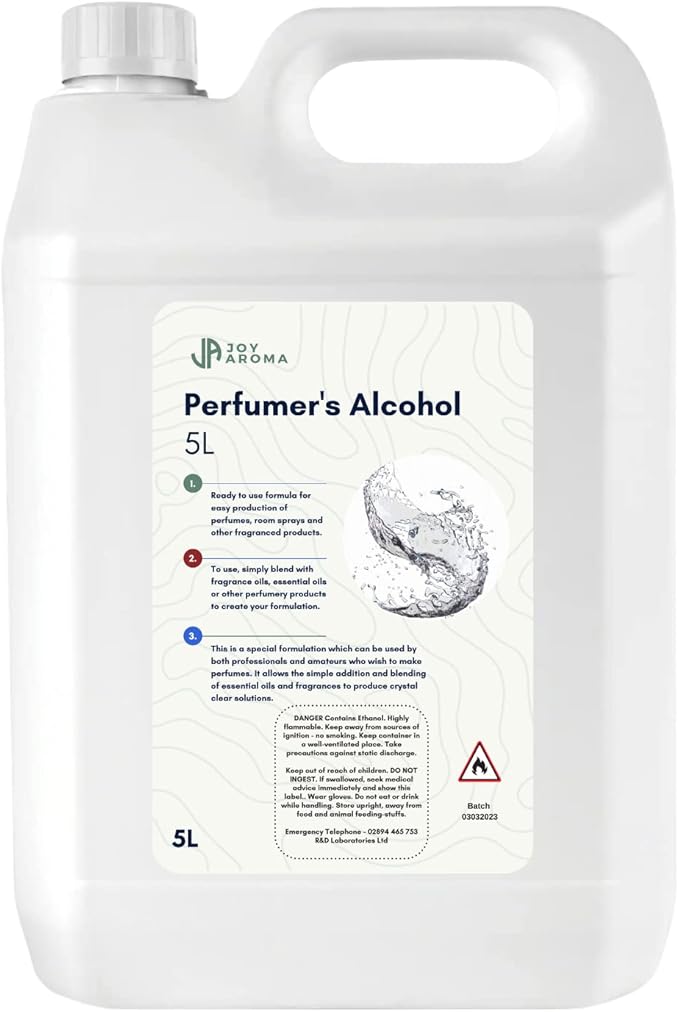 Joy Aroma Perfumers Alcohol 5L (5000ml) Crystal Clear Base for Home ...