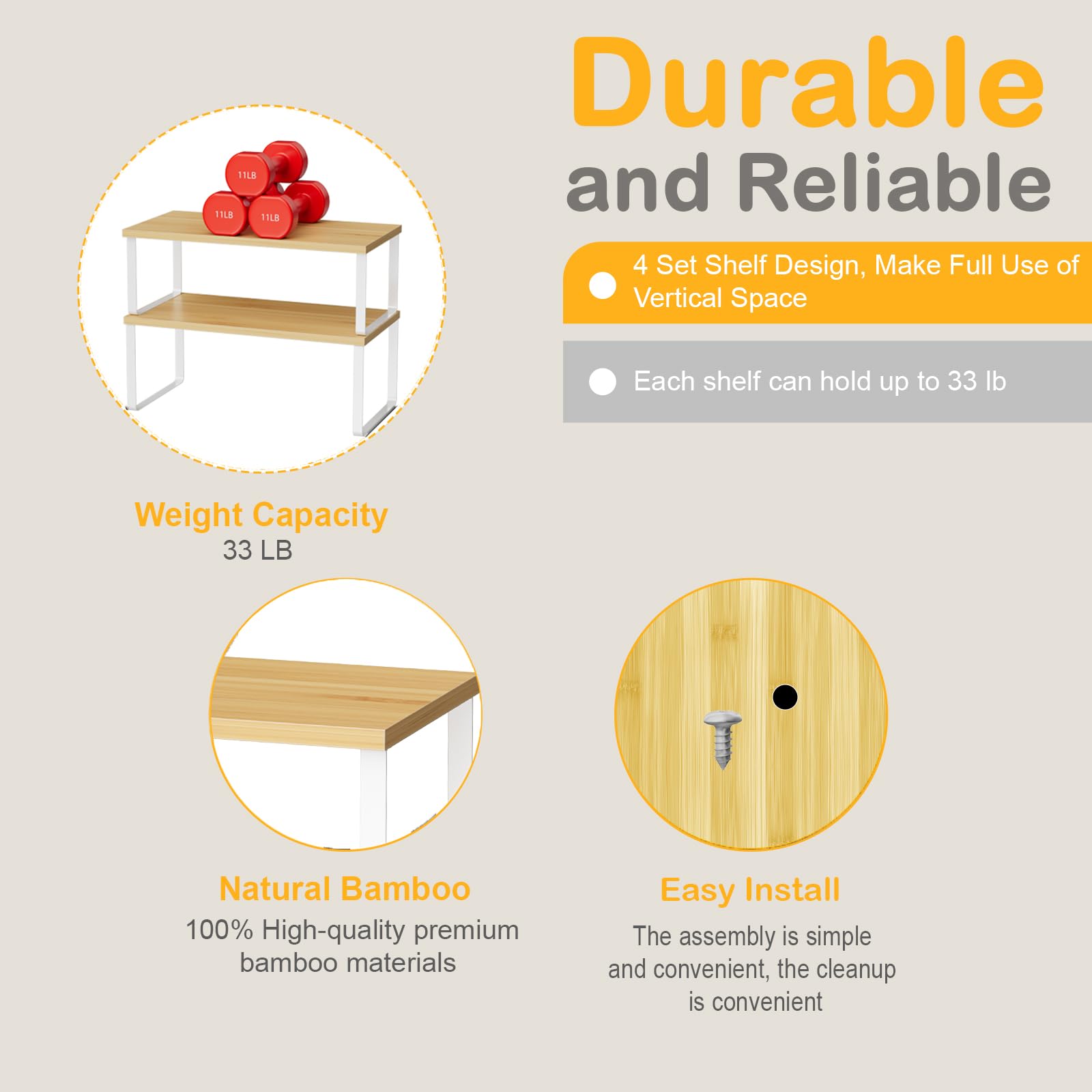 Snapklik.com : Cabinet Shelf Organizers, 15.7 Inches Large Kitchen ...