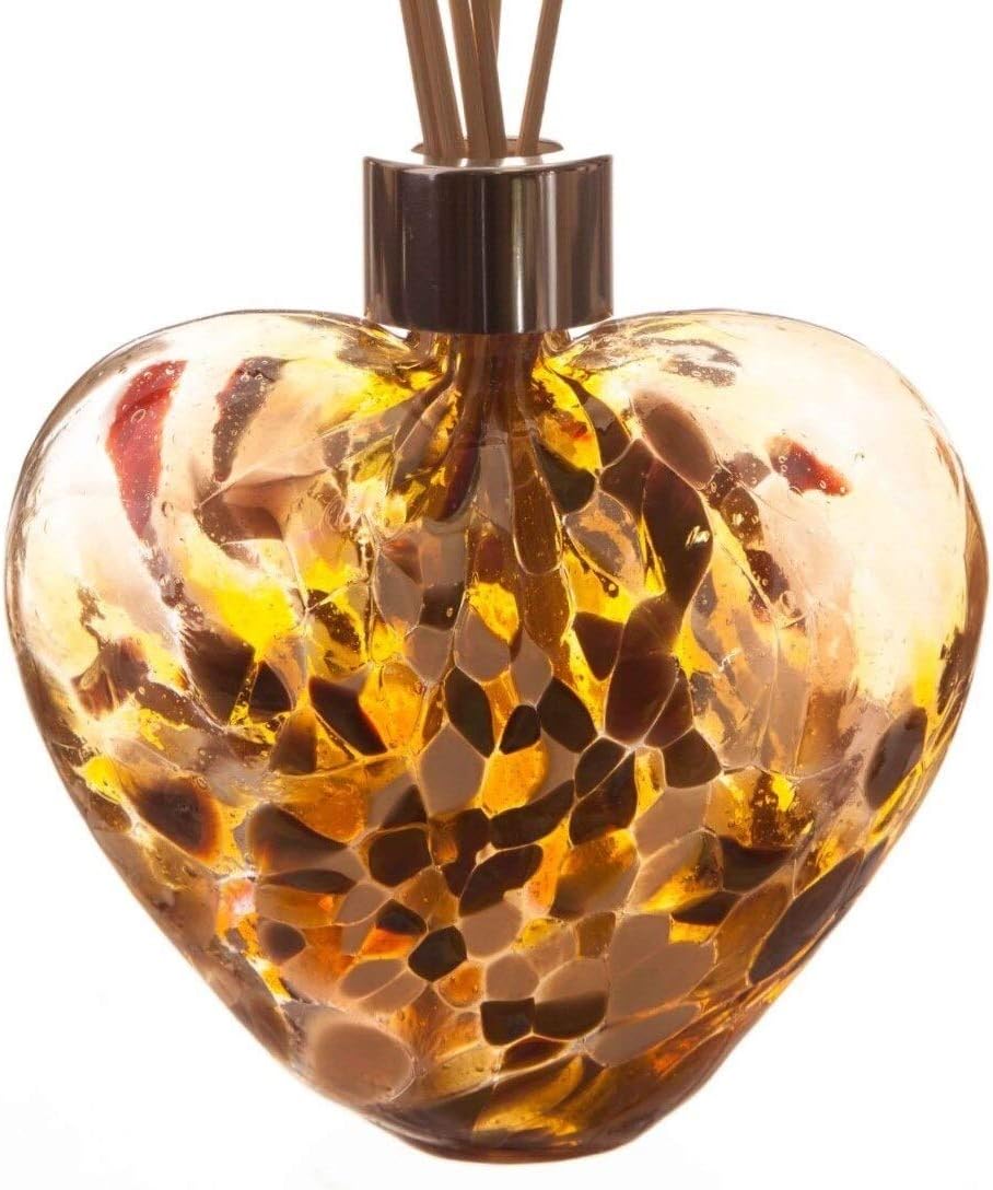 Amelia Art Glass Heart Shaped Reed Diffuser Gold : Amazon.co.uk: Health ...