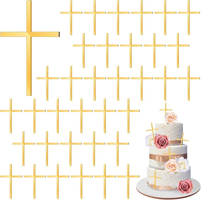 Amazon.com: 18pcs Baptism Cake Toppers Acrylic Cross Cupcake Toppers ...