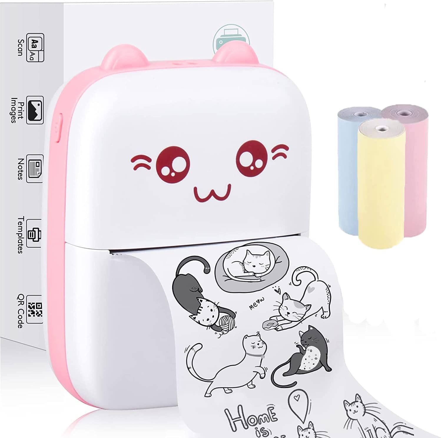 Pocket Mini Printer, Portable Bluetooth Thermal Printer with 3 Rolls ...