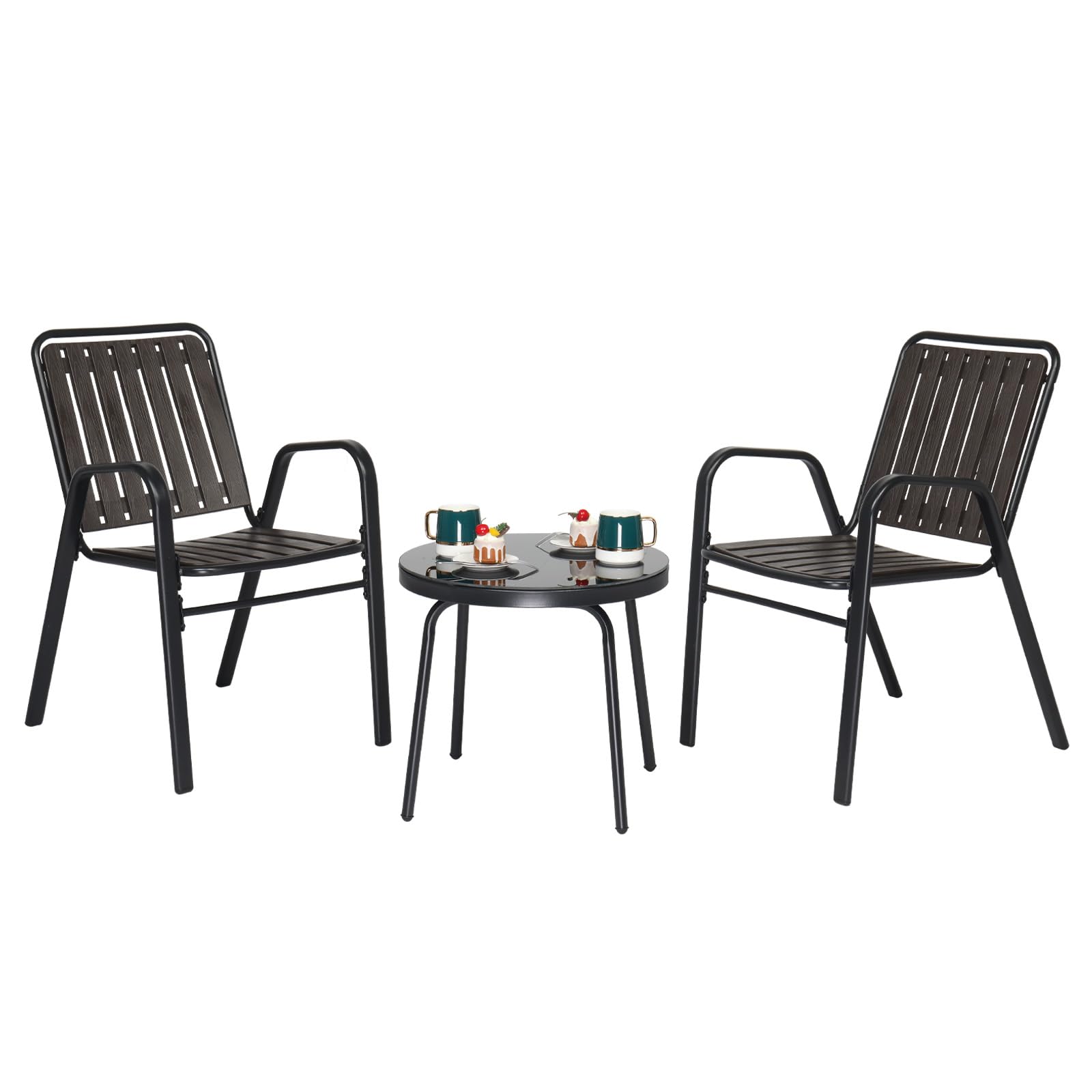 Amazon.com: YUNWANG 3-Piece Patio Bistro Table Set - Outdoor Furniture ...