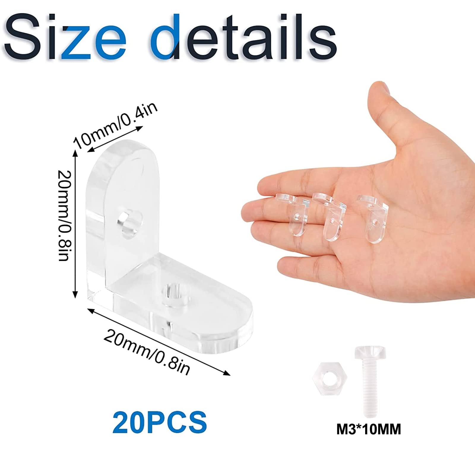 Snapklik.com : L Brackets, 20Pcs Clear Acrylic Corner Bracket 90 Degree ...